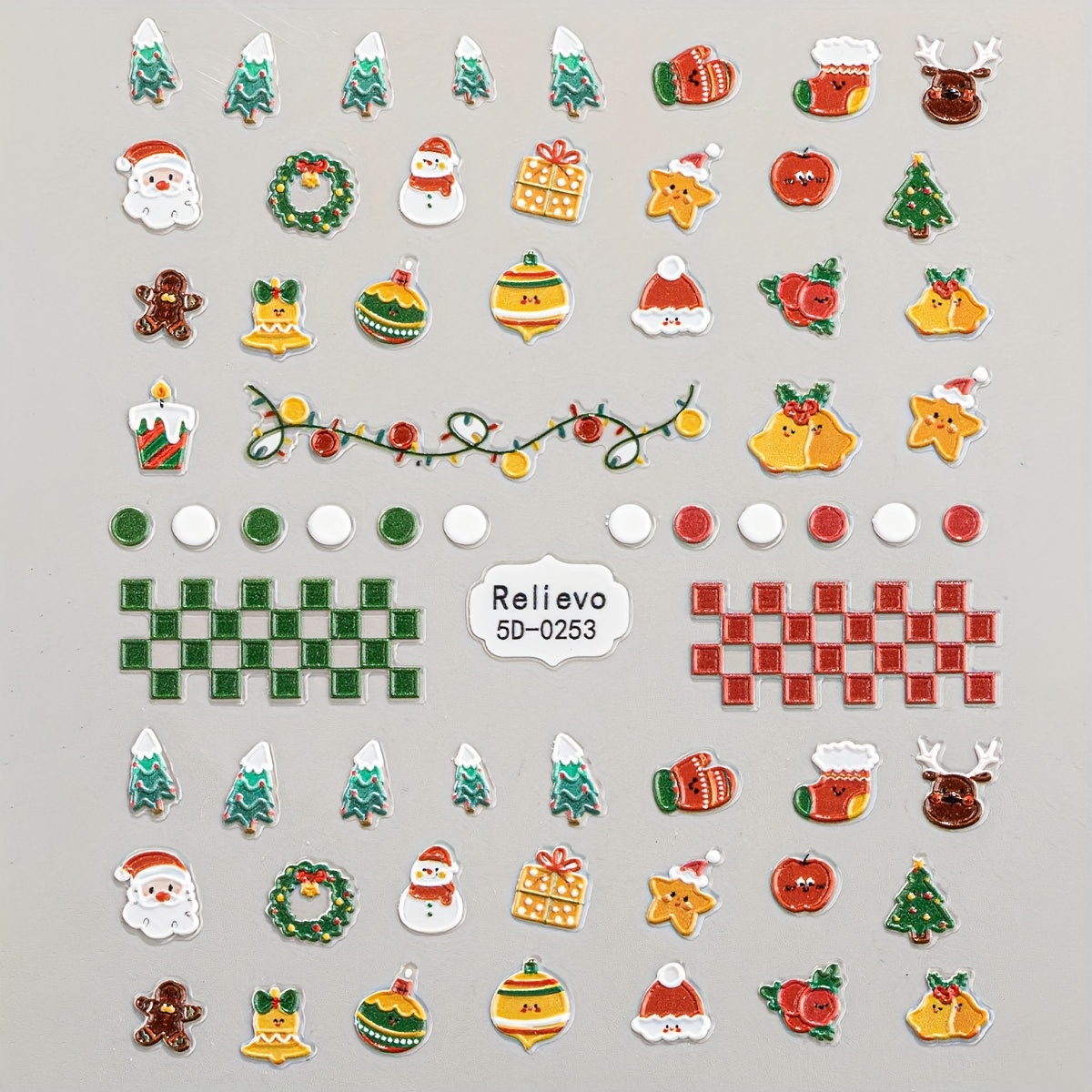 5d Embossed Christmas Nail Art Stickers Santa Claus Elk - Temu United ...