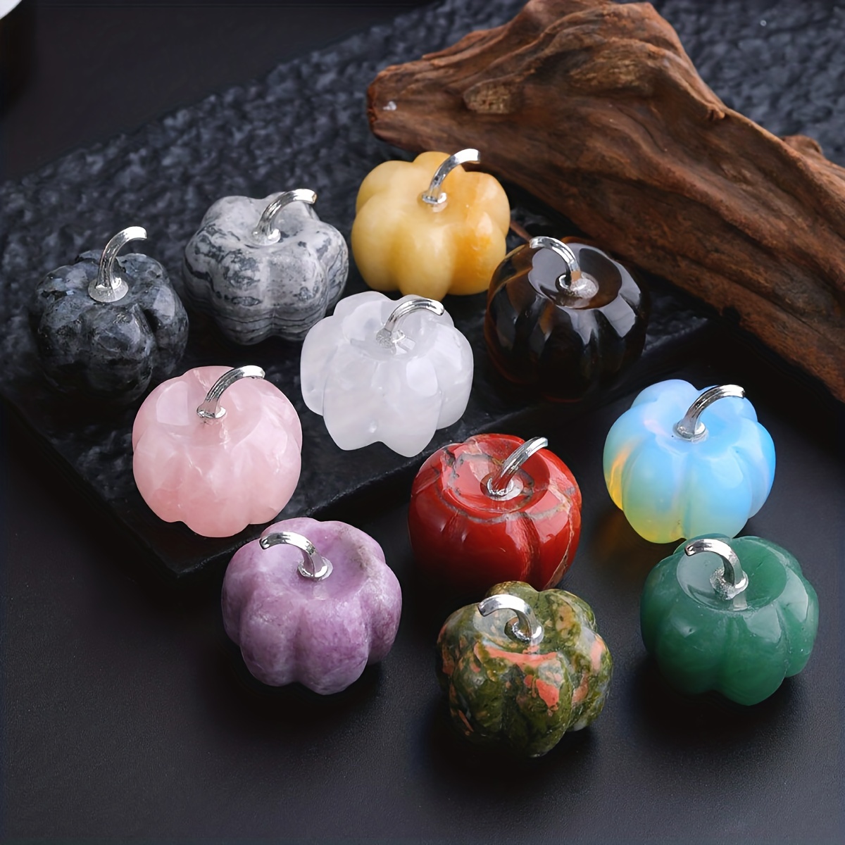 1 3 5pcs Random Natural Crystal Carved Pumpkin Stone Halloween Mini ...