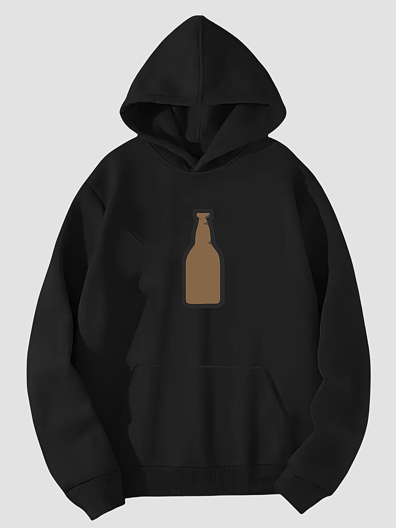 Bottle Print Hoodies For Men, Graphic Hoodie With Kangaroo Pocket ...