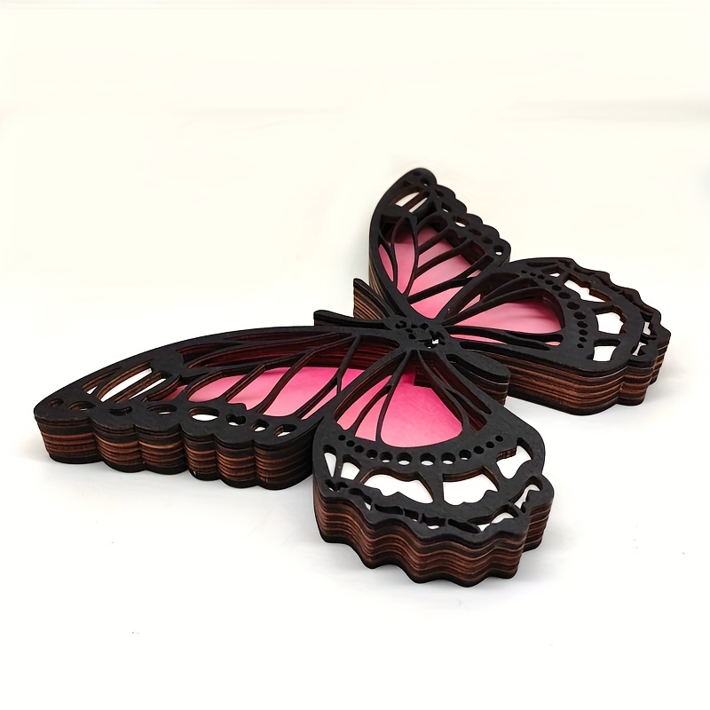 Crafts Wooden Animal Carving Gradient Color Butterfly Home - Temu ...