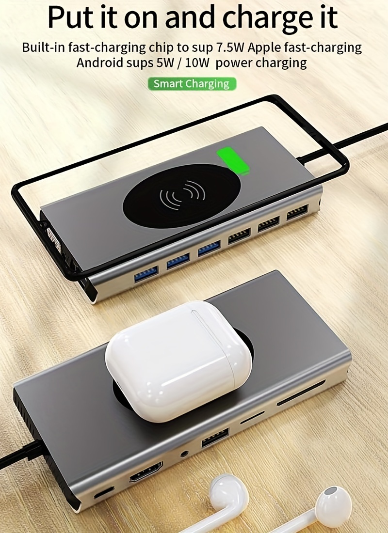 15 in 1 Docking Station Wireless Charger Usb C - Temu Qatar