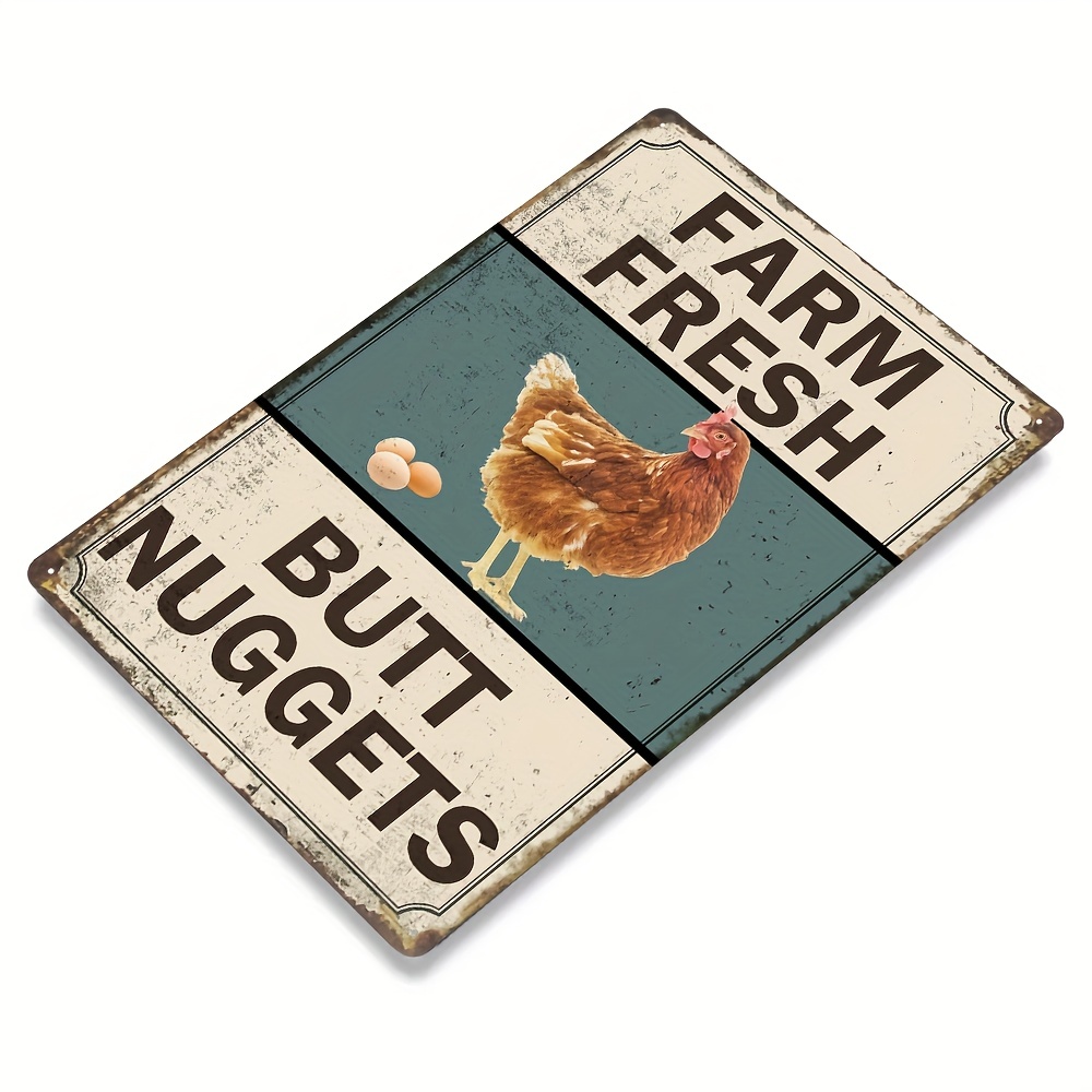 Retro Tin Fresh Butt Nuggets Fence Decor Signs - Temu