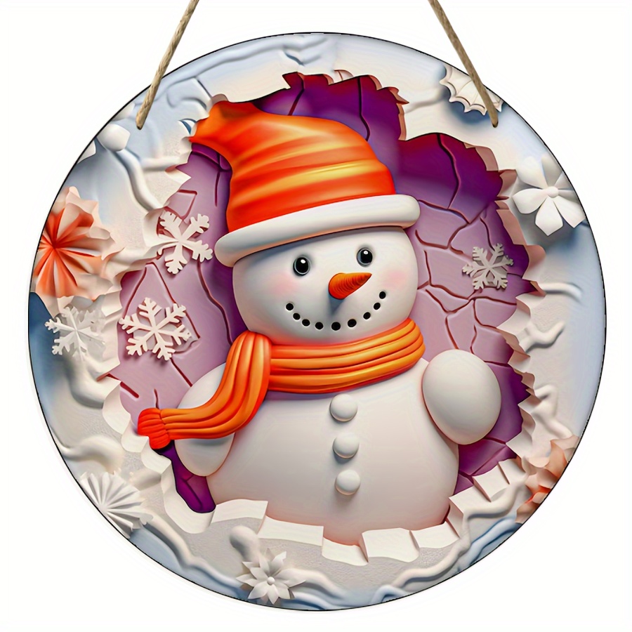3d Look Cute Snowman Novelty Christmas Sign Decoration - Temu United ...