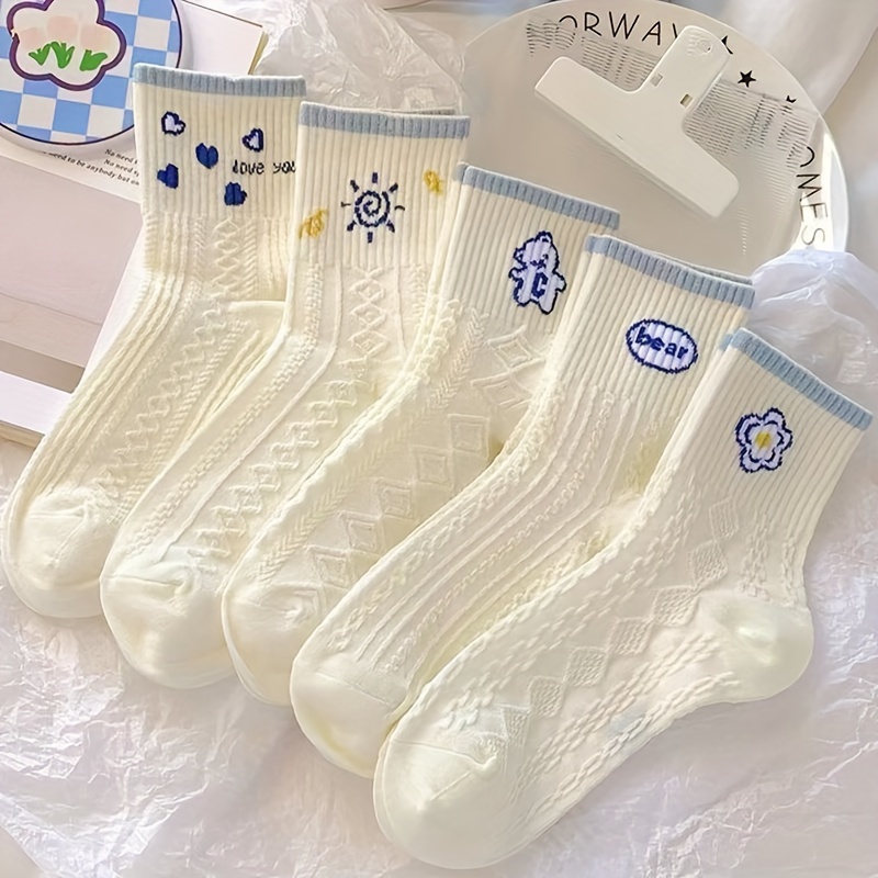 Cartoon Print Socks Comfy Cute Tube Socks Women's - Temu Canada