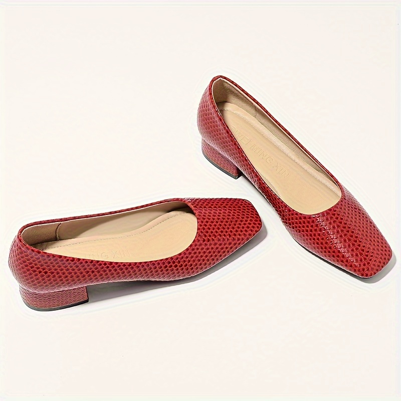 Pattern Chunky Heels Women's Snakeskin Elegant Square Toe - Temu Philippines