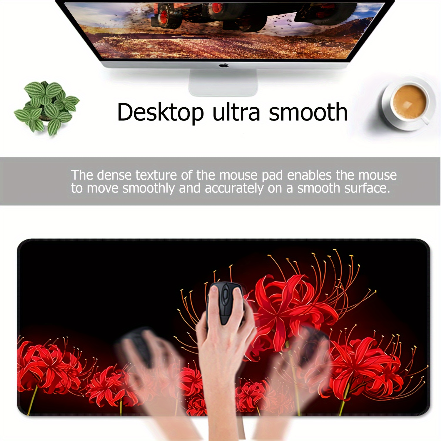 Red Spider Lily Large Game Mouse Pad Computer Hd Keyboard - Temu