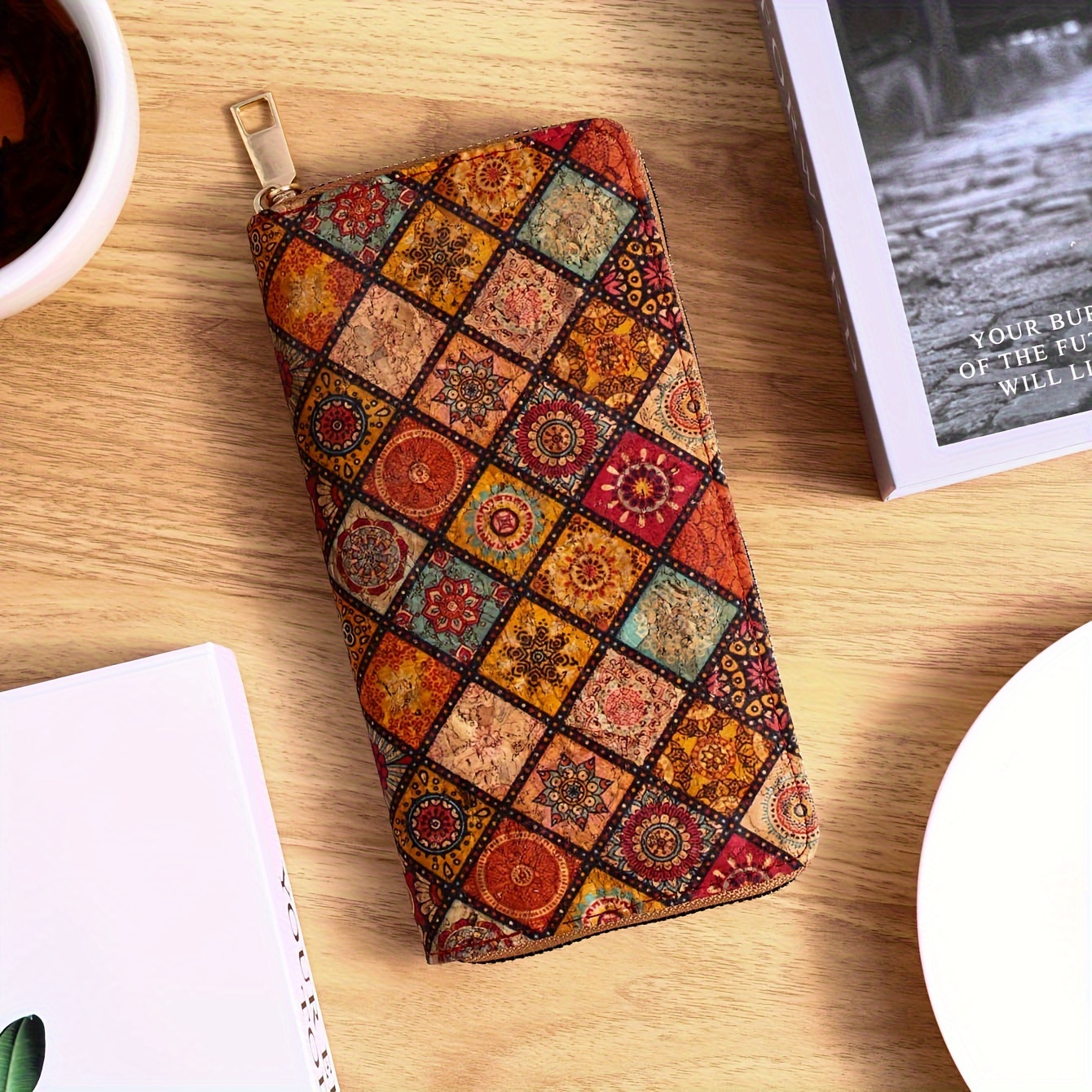 1pc mens bohemian pu leather long wallet vintage pattern long wallet ...