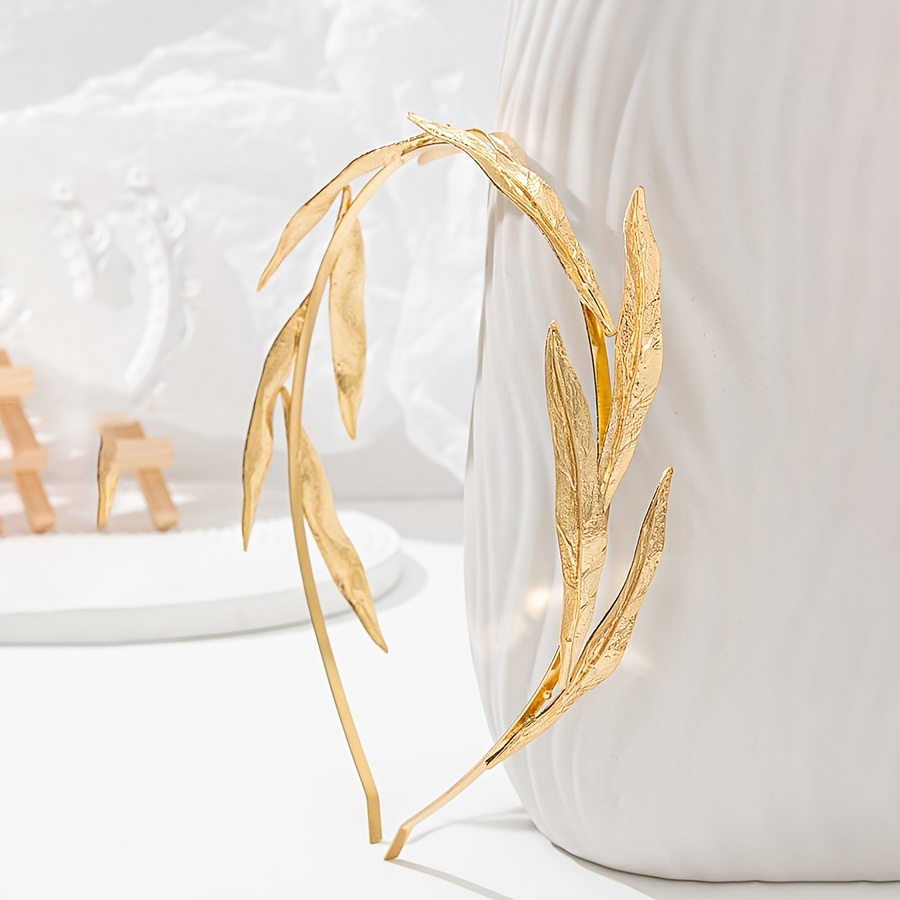 leaf decor simple headband metal golden vintage fashion - {region_name}