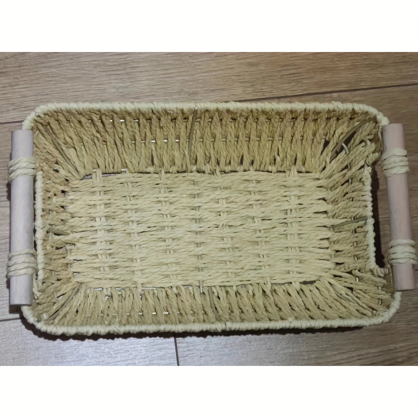 1pc Water Hyacinth Wicker Storage Basket Decorative Wooden - Temu ...