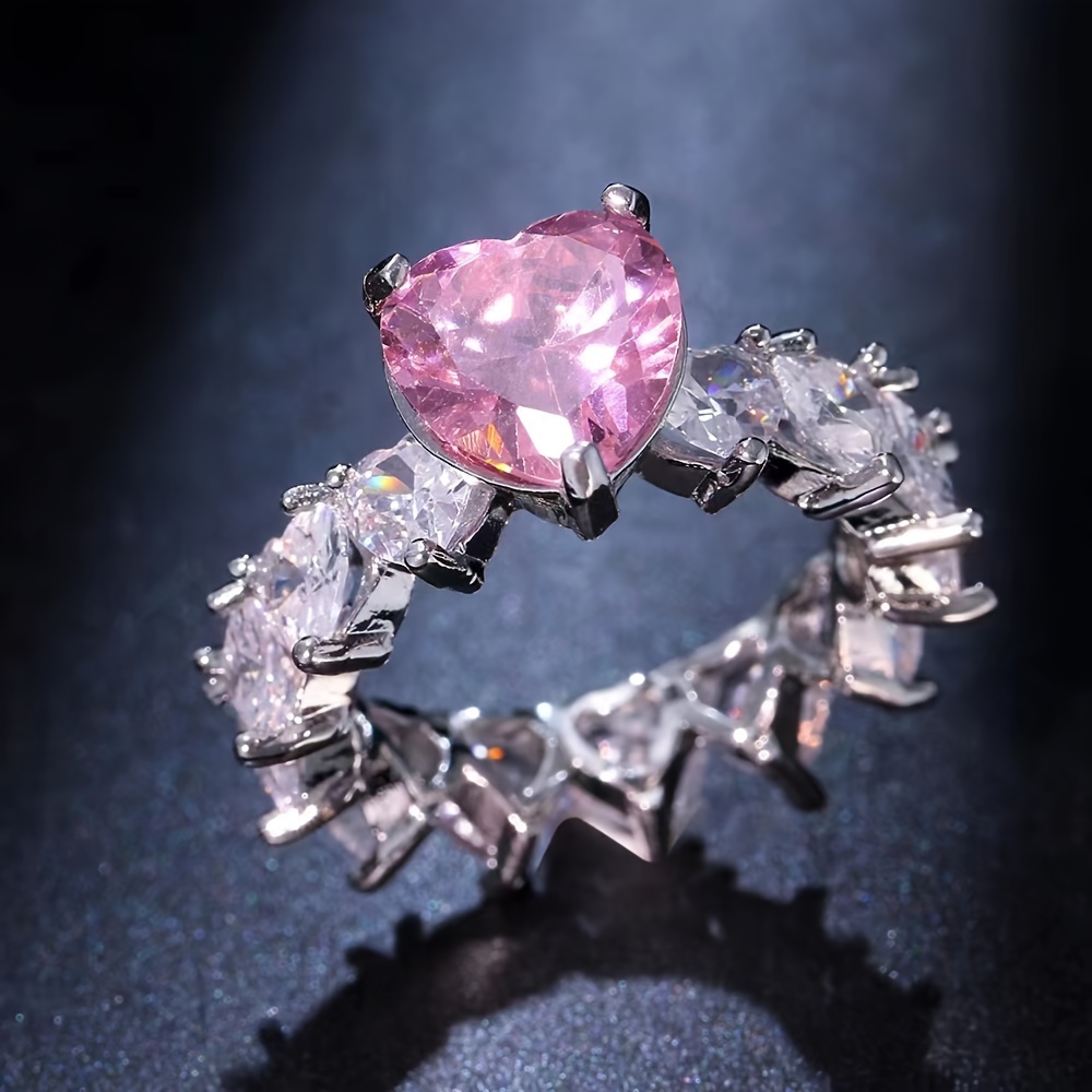 Simple White Classic Love Heart Cubic Zirconia Ring - Temu Canada