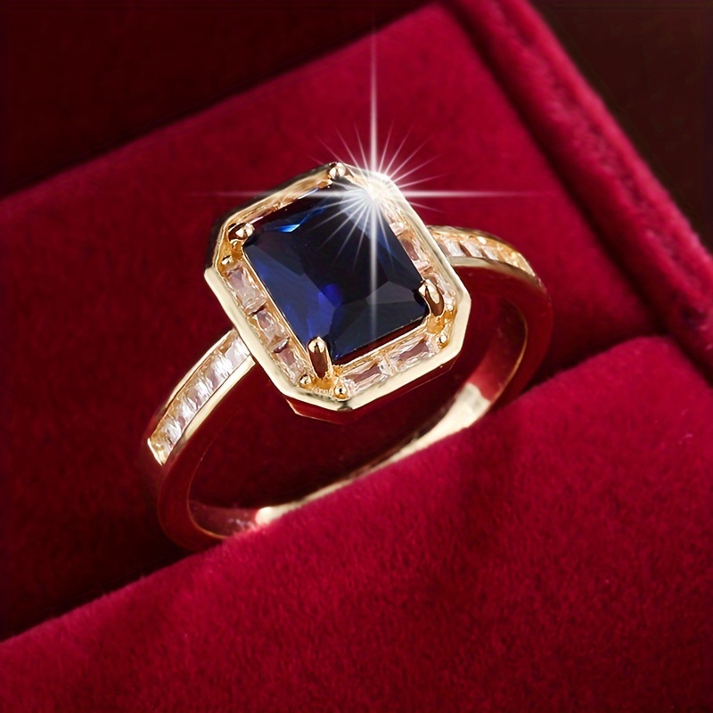 Shiny Rectangle Zircon Ring Personalized Light Luxury Finger - Temu ...