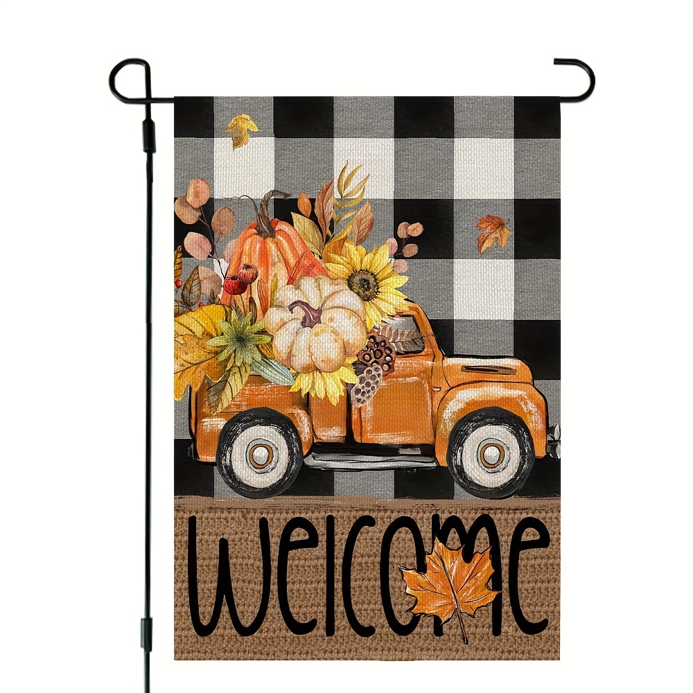 Fall Garden Flag Double Sided Burlap Small Floral Pumpkin - Temu Canada