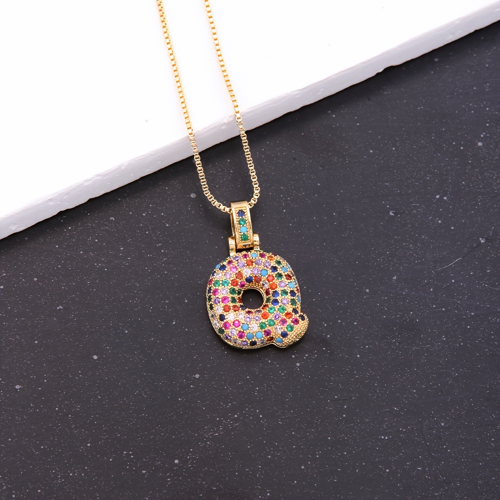 26 Letter Colorful Zircon 18k Gold Plated Pendant Necklace - Temu ...
