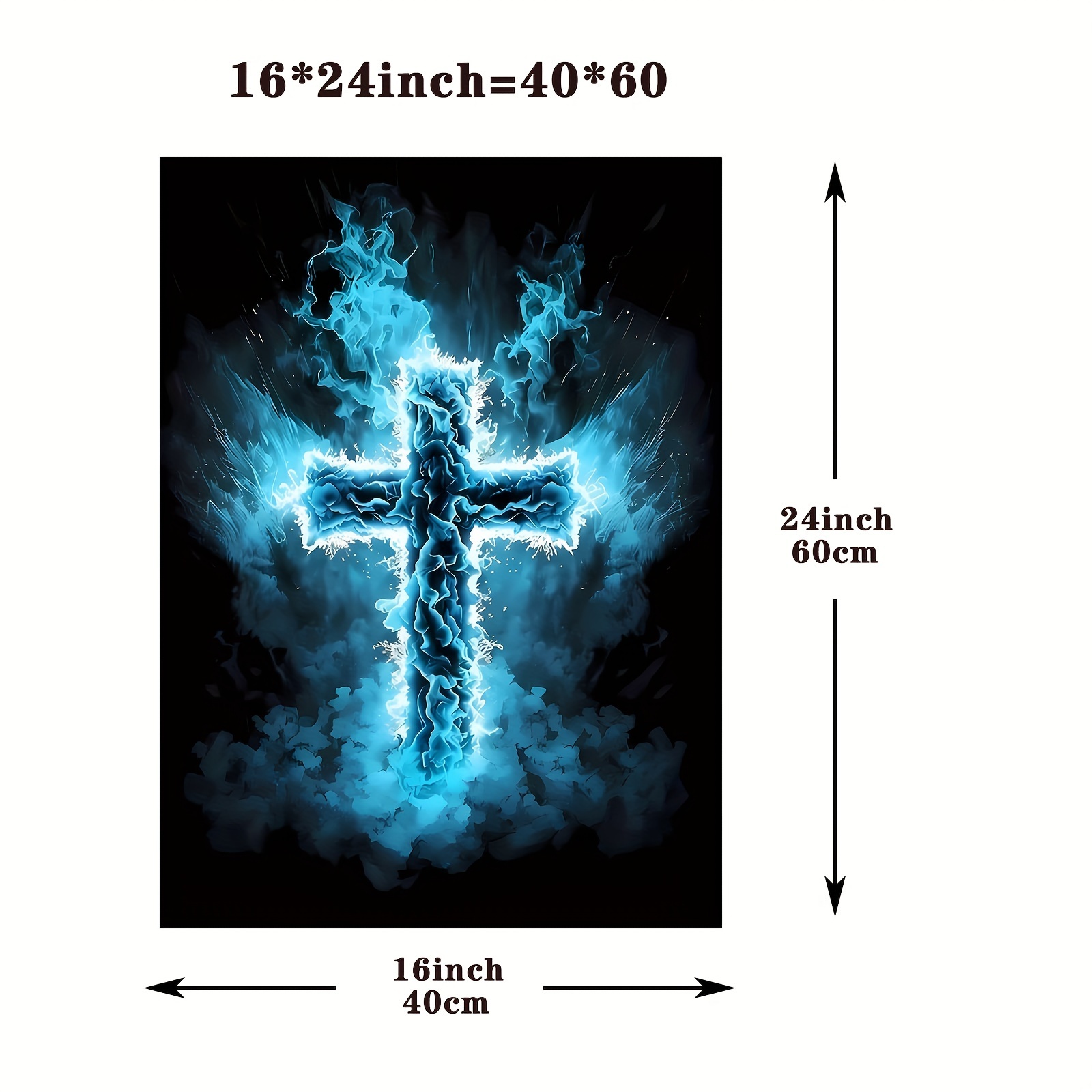 1pc Framed Religious Canvas Print Poster Crucifix Canvas Wall Art Artwork Wall Painting For ...