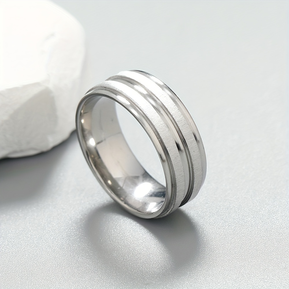 Personality Simple Cross Frosted Rotatable Non-fading Ring Finger Ring ...