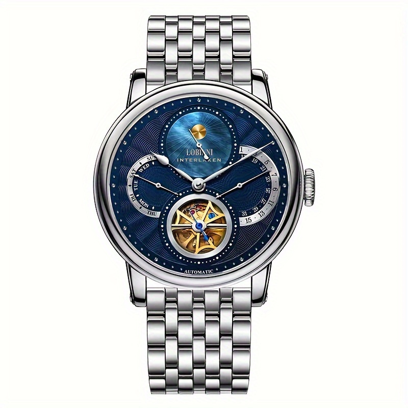 Lobinni Mens Watch Trendy Hollow Automatic Mechanical Waterproof ...