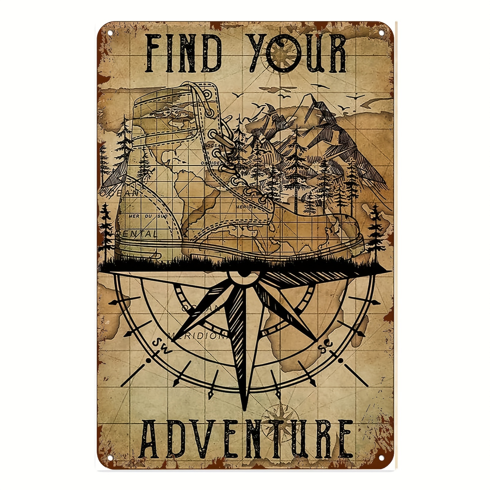 Vintage Tin Sign Metal Plaque Find Your Adventure Camping - Temu Australia