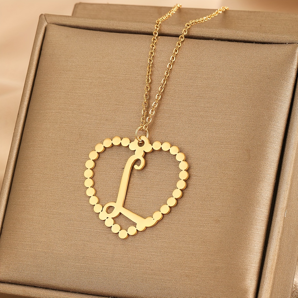 26 A-z Letters Heart Pendant Necklace For Men Fashion Simple Chain Love ...