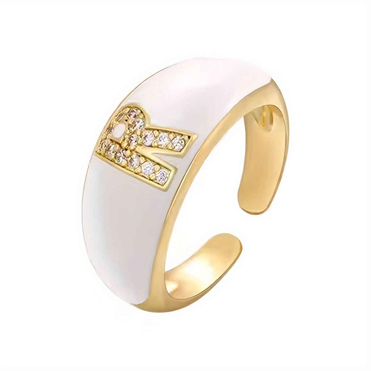 26 Letter Alphabet Ring Women Adjustable Size Ring Birthday - Temu ...