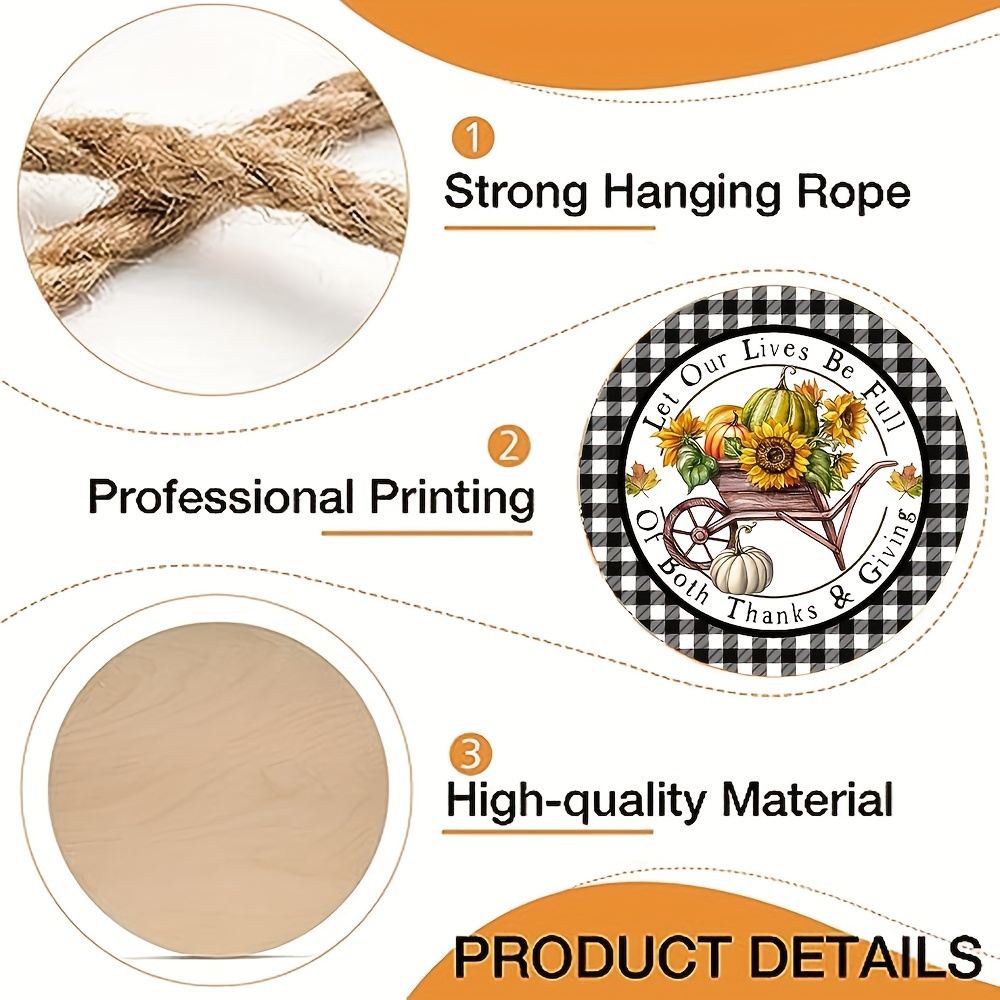 Fall Wreath Wooden Plaque Pumpkins Gourds Round Sign Wooden - Temu United