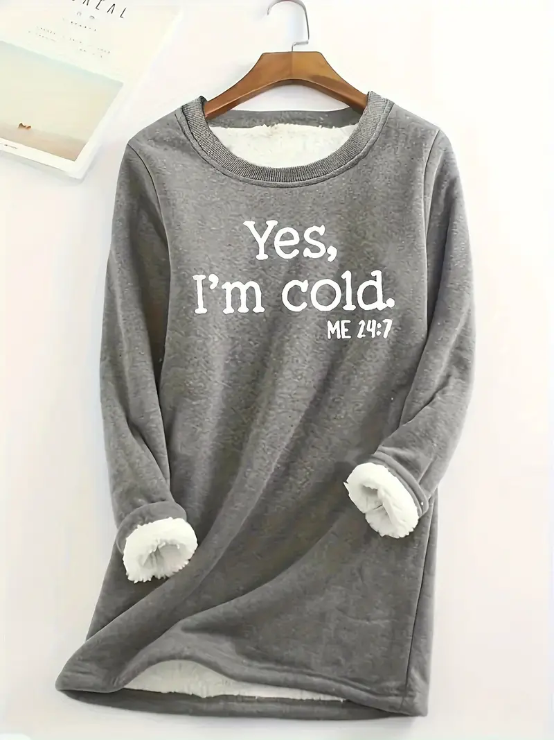 Casual Sweatshirt Plus Size Women S Plus Slogan Print Teddy Temu New