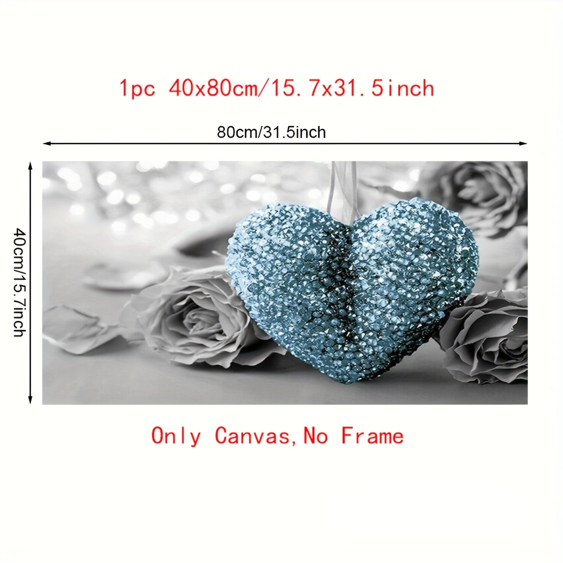 Frameless Canvas Wall Art Grey Blue Love Heart Rose Canvas - Temu ...
