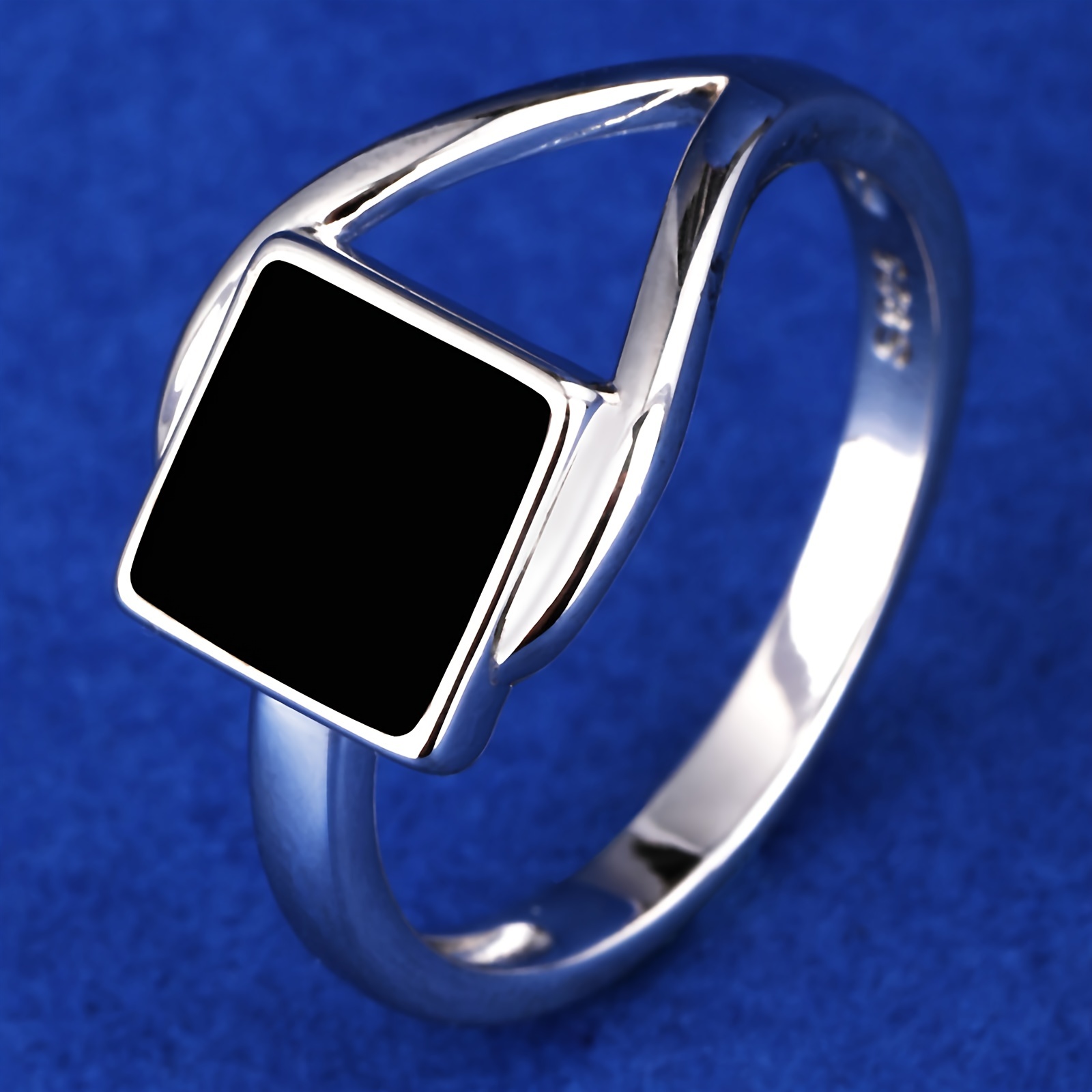 925 Sterling Silver Signet Ring Black Square Design Suitable - Temu ...
