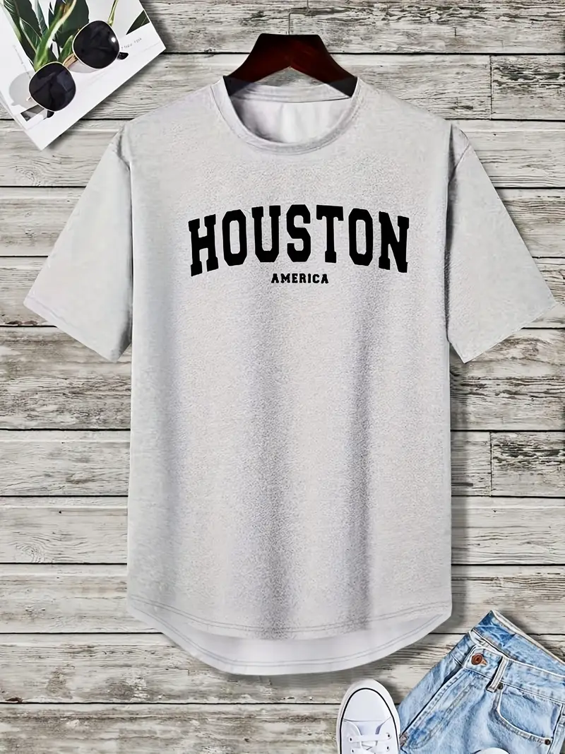 Plus Size Mens Houston Print T Shirt Summer Oversized Temu Ireland