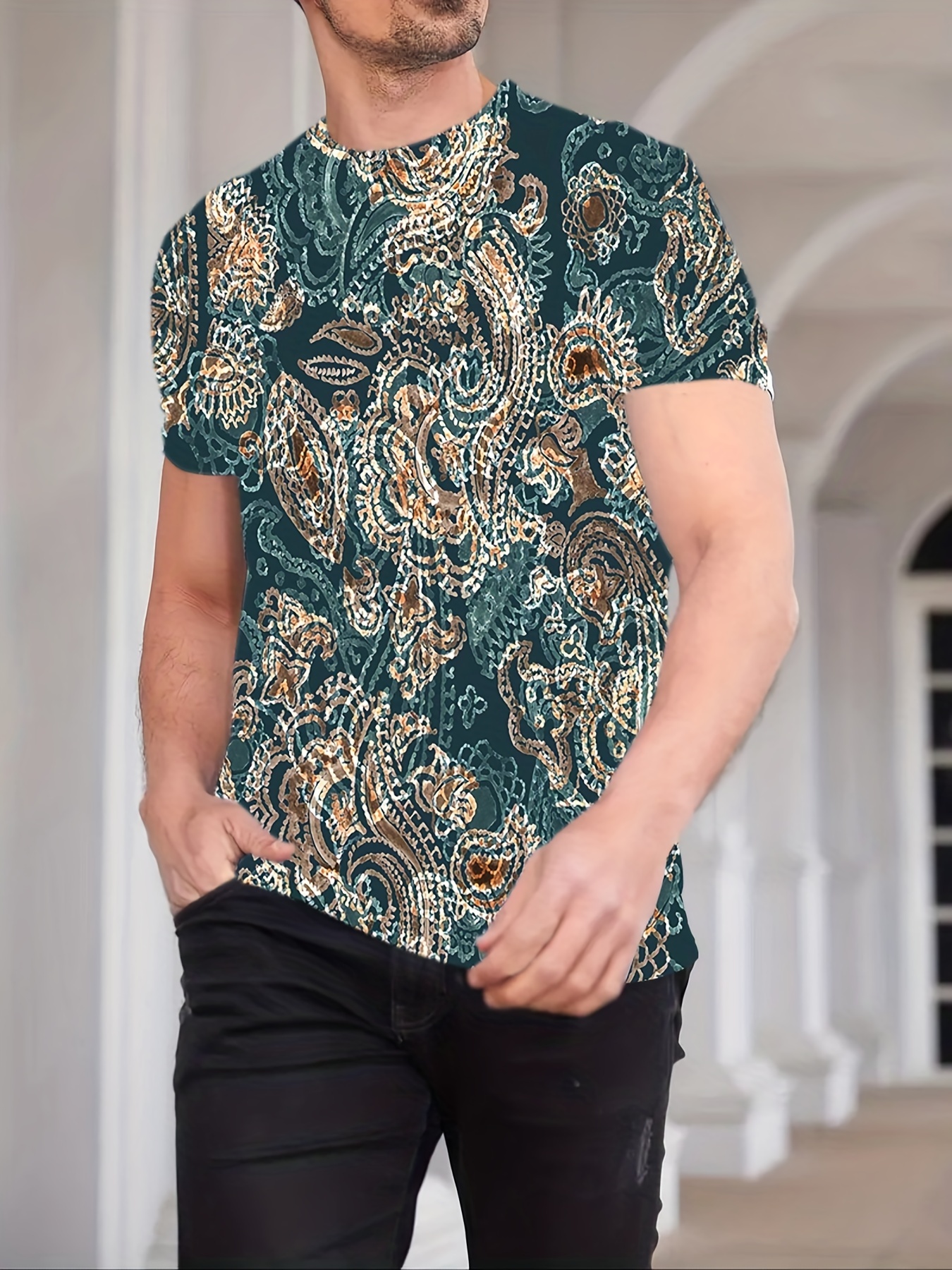 Ethnic Print Mens T Shirt Casual Comfy Tees For Summer Mens - Temu ...