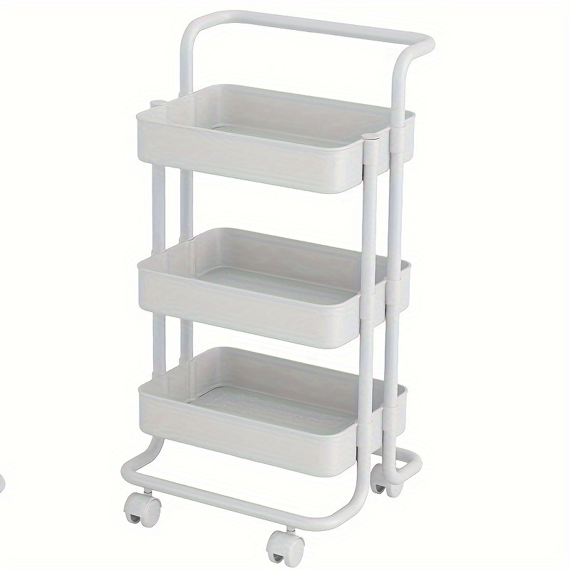 Three layer Storage Shelf Wheels Plastic Cart Mobile Storage - Temu Canada