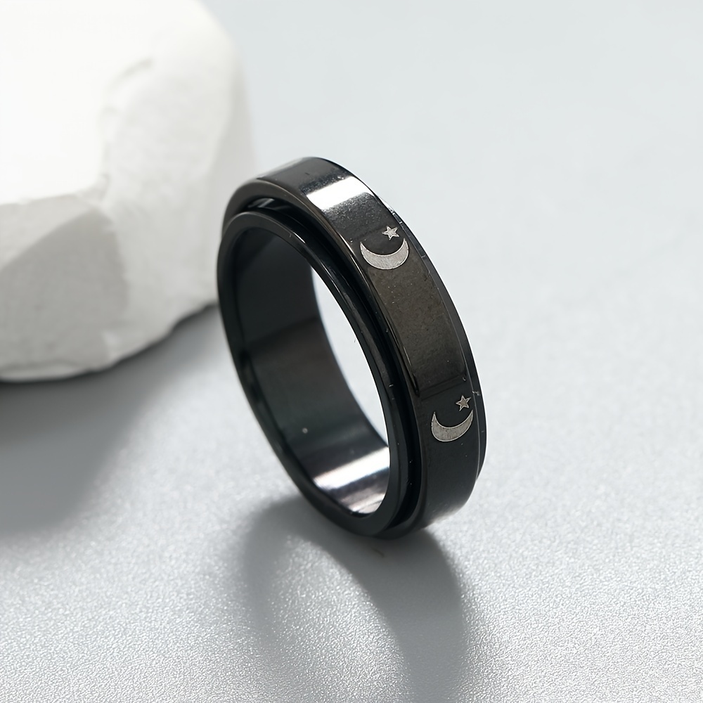 Men's Rotatable Ring, Butterfly Flower Star Moon Pattern Ring - Temu ...