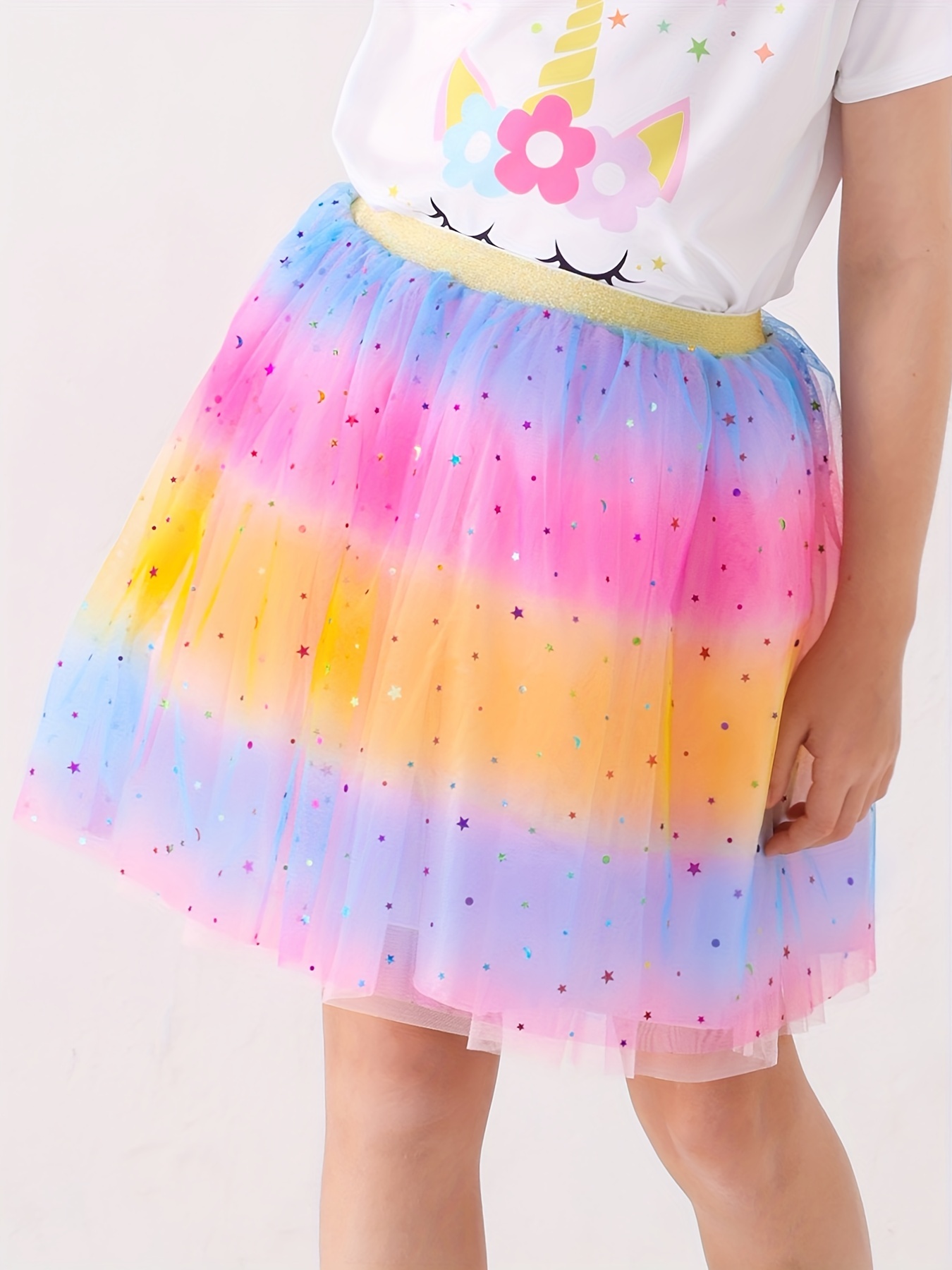 Toddler Girls Gradient Galaxy Sequin Stars Moon Mesh Tutu - Temu United ...
