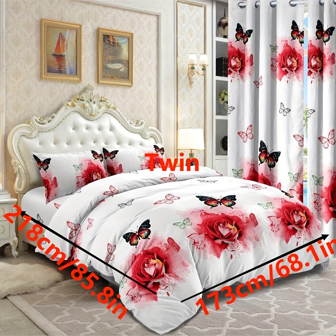 Fashion Romantic Duvet Cover Set Colorful Butterfly Floral - Temu ...