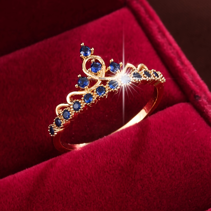 Shiny Zircon Crown Ring Exquisite Luxury Finger Ring Stylish - Temu ...