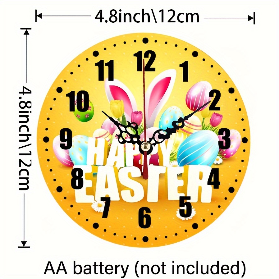 1pc Easter Wall Clock Clock Mute Non-ticking Quality Battery Operates ...