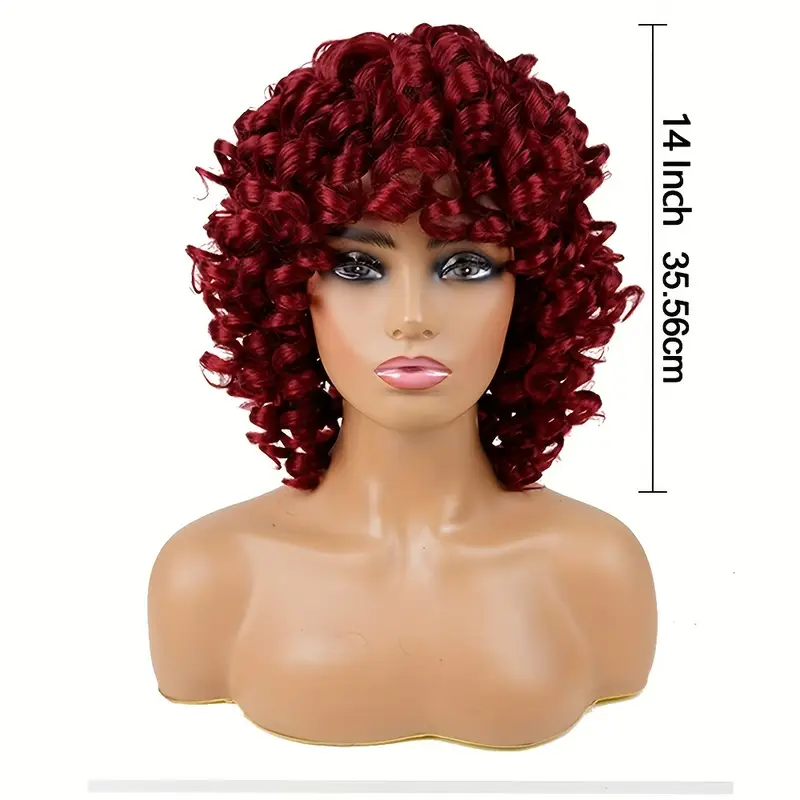 Short Afro Kinky Curly Wigs Bangs Women Big Curly Wigs Ombre Temu