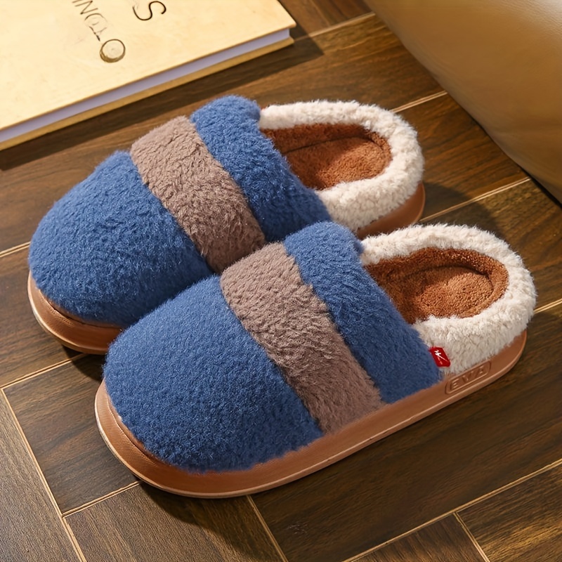 Men's Block Color Cozy Home Slippers, Lightweight Breathable Anti-skid ...