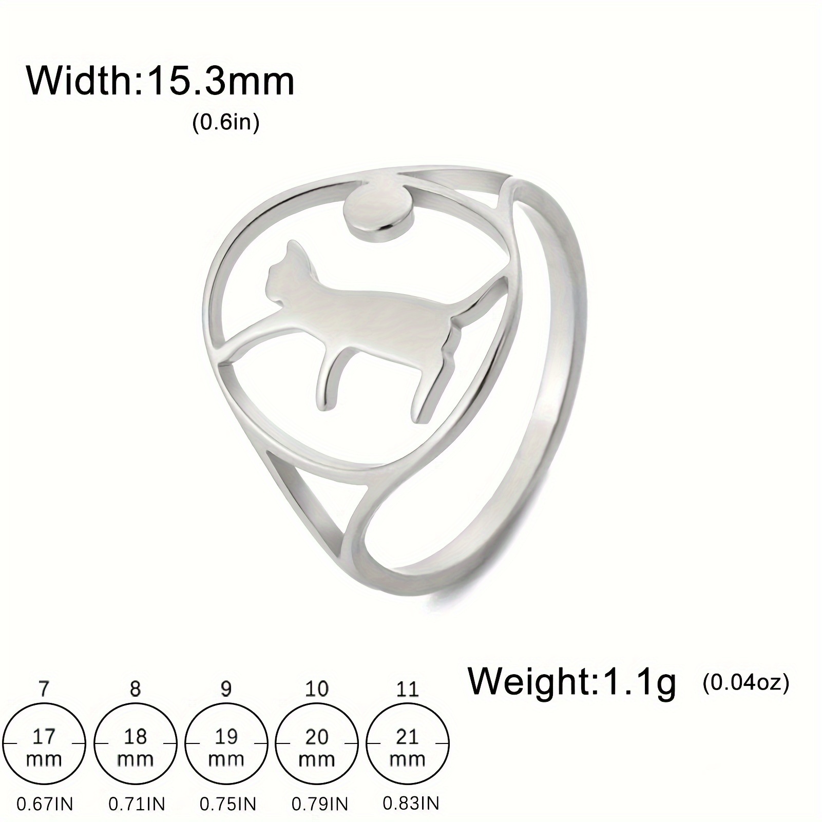 Men's Stainless Steel Ring Hollow Round Ring, Under The Sun Cat Lazy ...