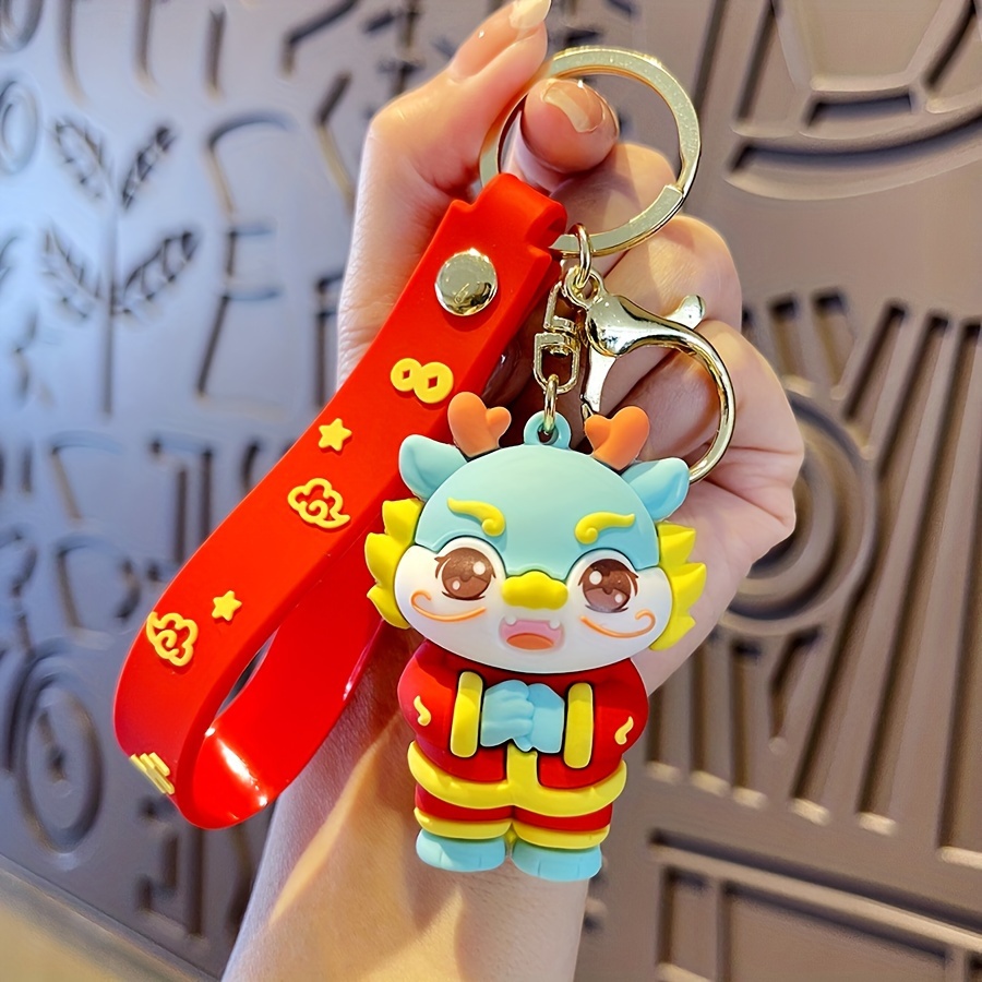 Cartoon Dragon/lion Dance Head Keychain Cute Animal Silicone - Temu ...