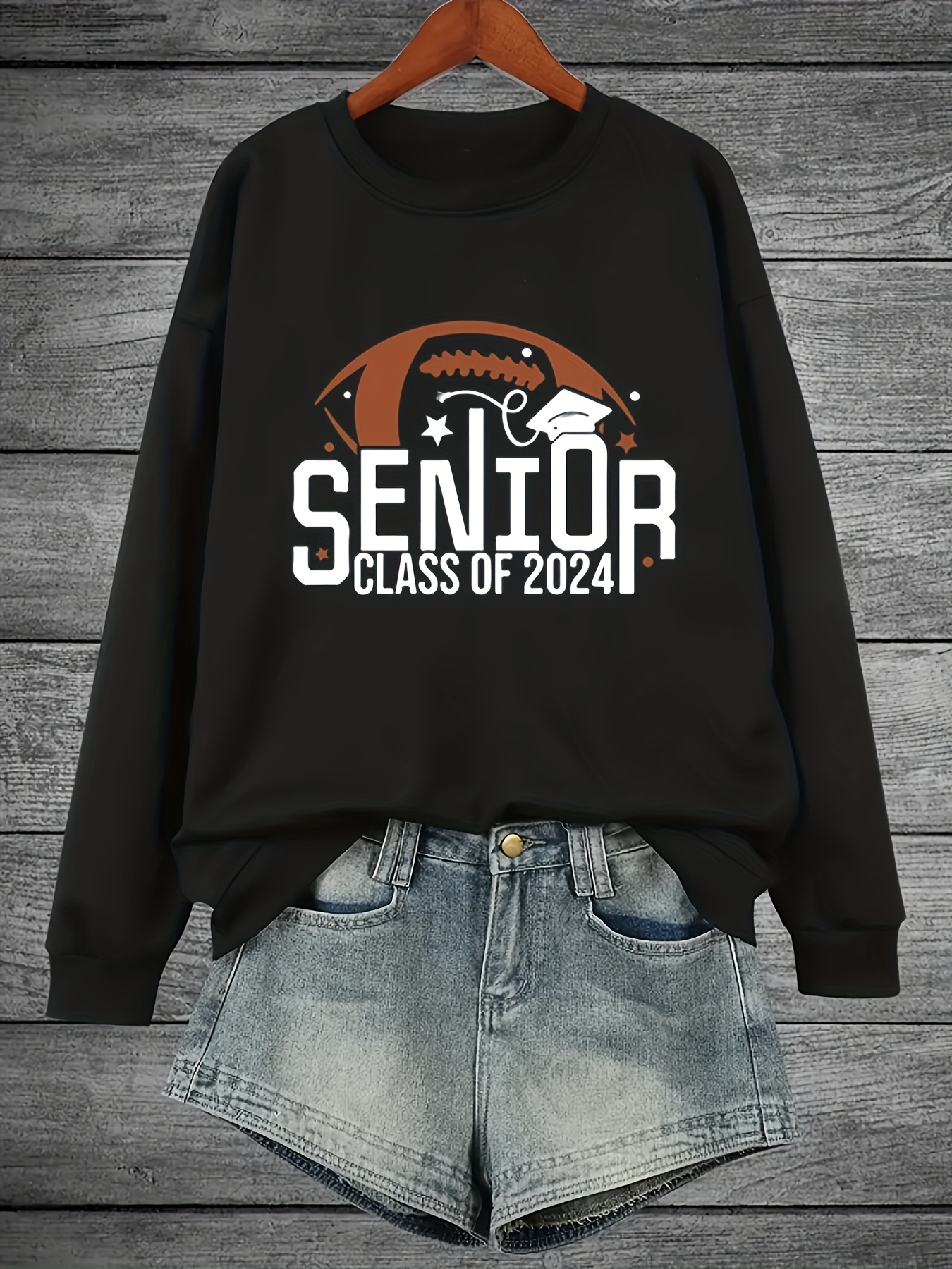 Rugby Print Sweatshirt Plus Size Casual Long Sleeve Crew - Temu New Zealand