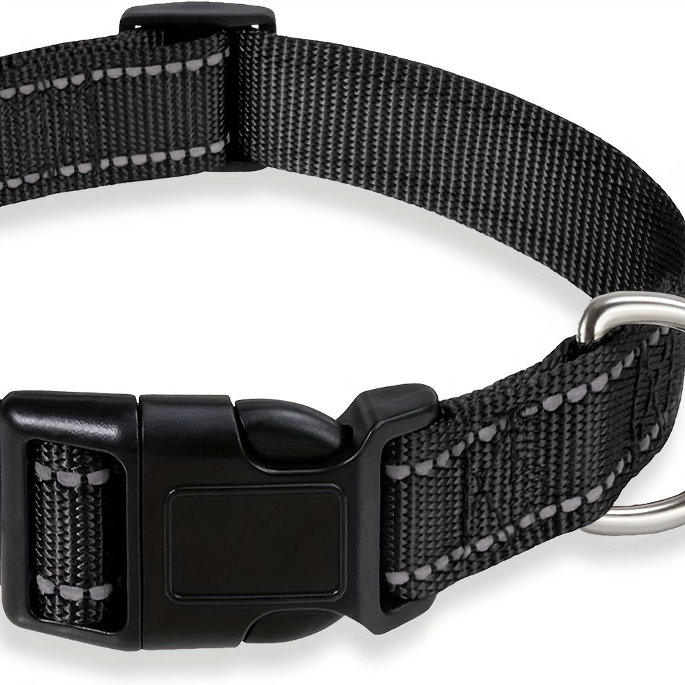 Reflective Striped Nylon Dog Collar Adjustable Soft Webbing - Temu ...