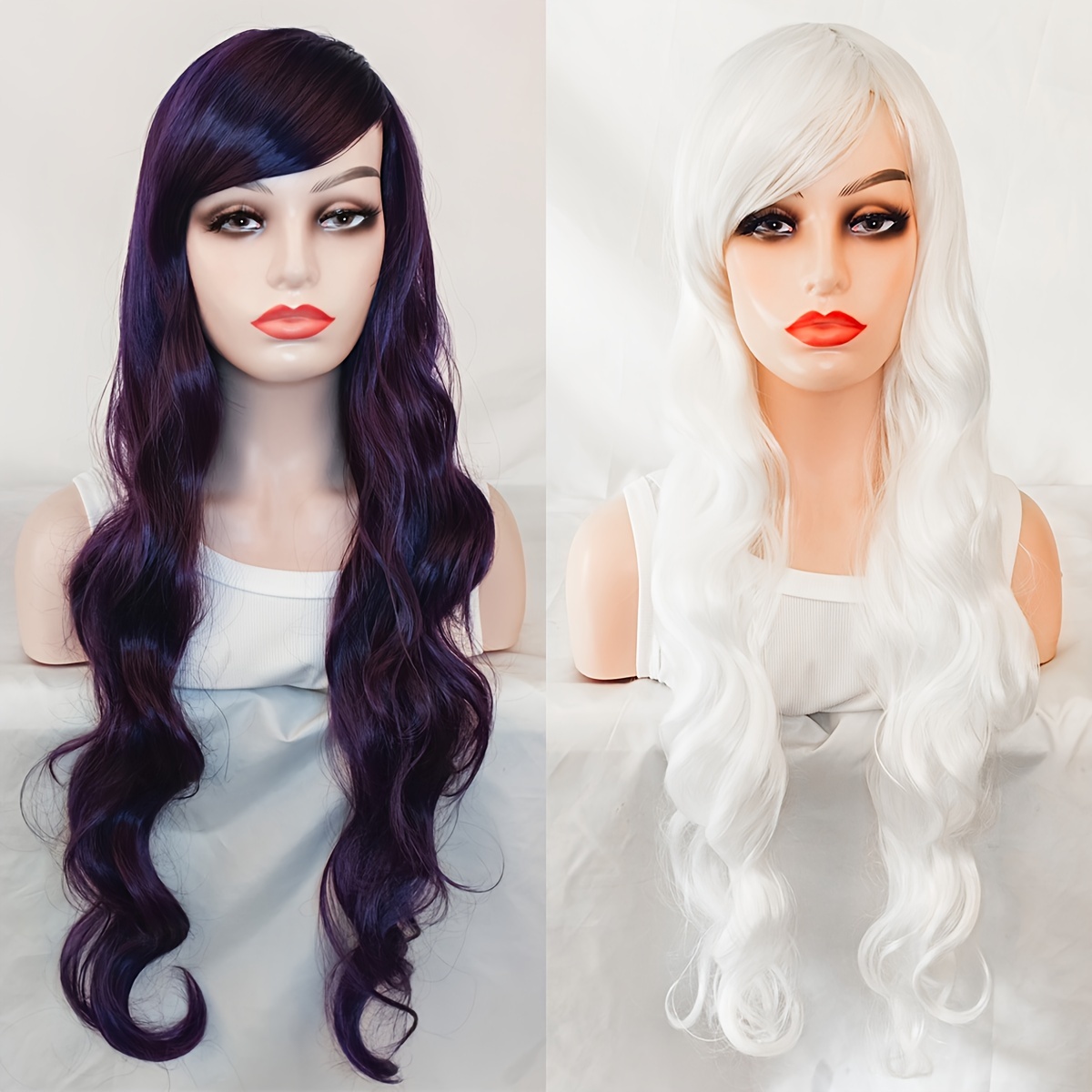B1g1 Cosplay Wig Long Loose Wavy Wig Side Bangs Purple Red - Temu ...