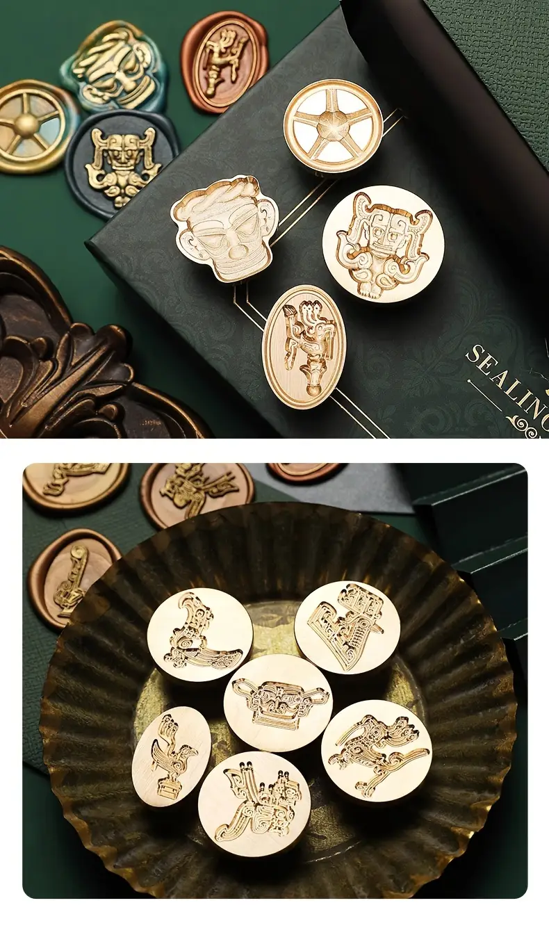 Wax Seal Stamp Head Removable Brass Sanxingdui Sealing Stamp Temu