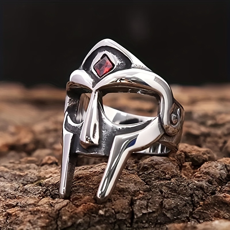 Punk Style Mask Men's Ring Creative Retro Skull Head Ring - Temu United ...