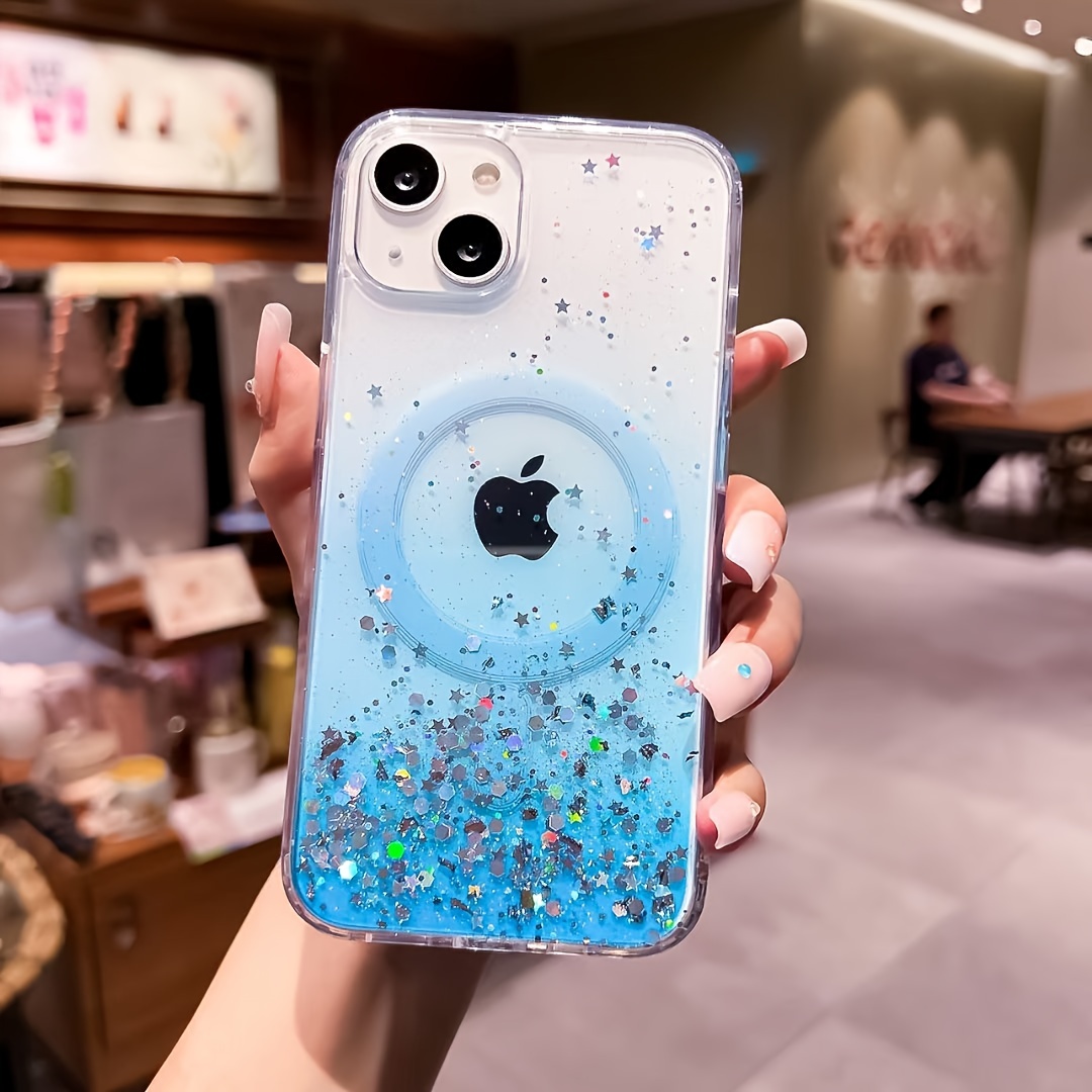 Women's Solid Color Glitter For Iphone13 Mobile Phone Case - Temu Australia