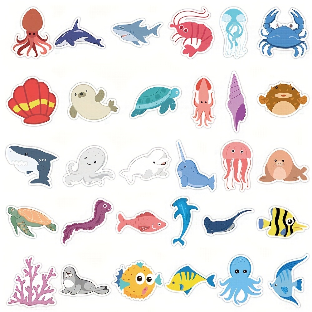 Ocean Animal Stickers Water Bottle Laptop Bicycle Notebook - Temu