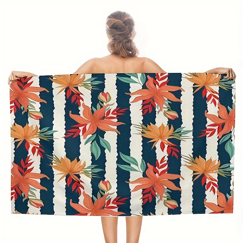 Leaf Pattern Microfiber Beach Towel Quick Drying Absorbent - Temu Australia