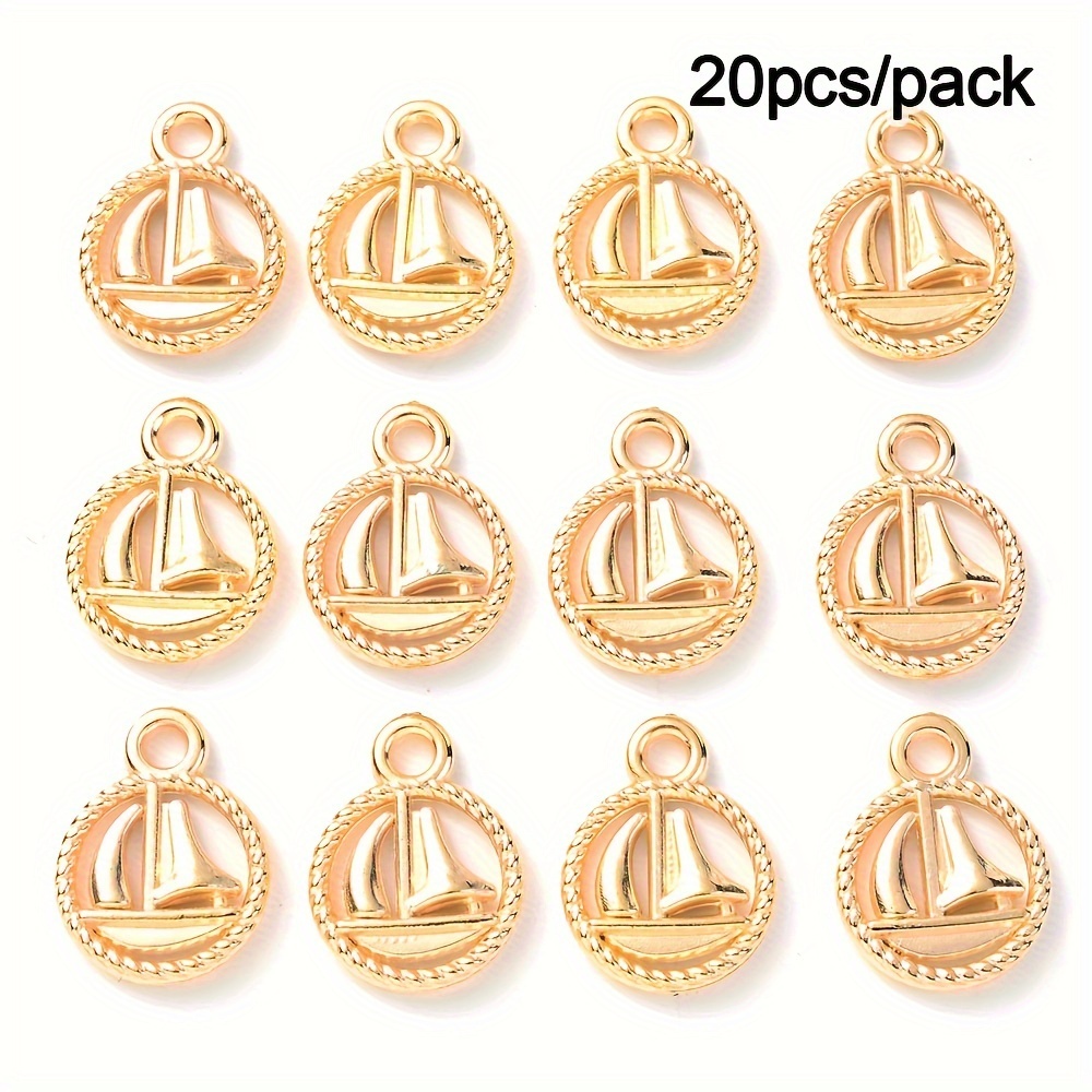 Sailing Boat Pattern Hollow Round Pendant Diy Jewelry Making - Temu ...