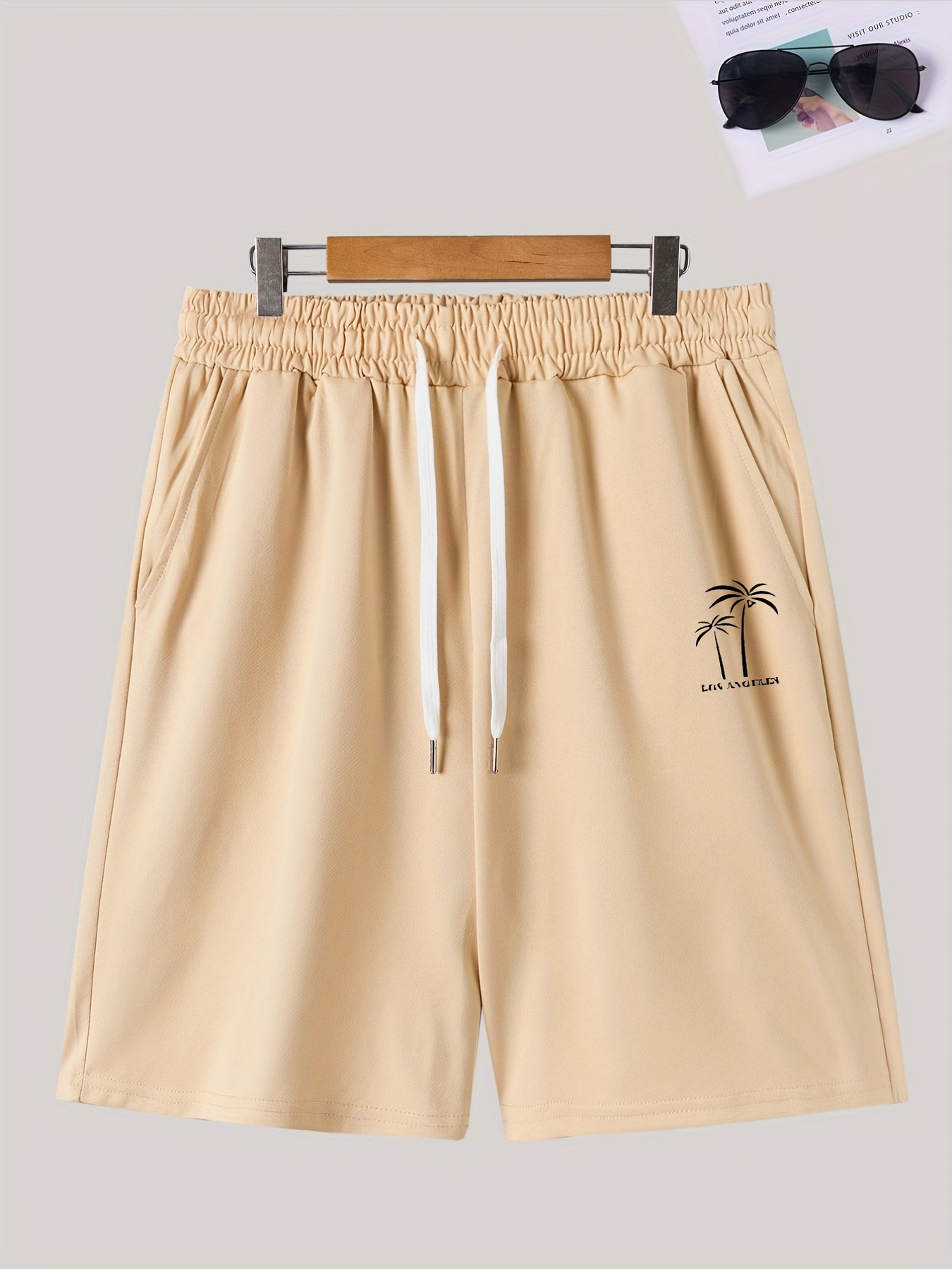 Men' Loose Casual Drawstring Shorts Pockets Coconut - Temu Philippines