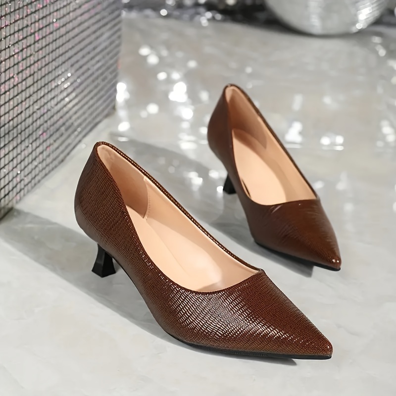 Women s Solid Color Kitten Heels Fashion Pointed Toe Slip - Temu Canada